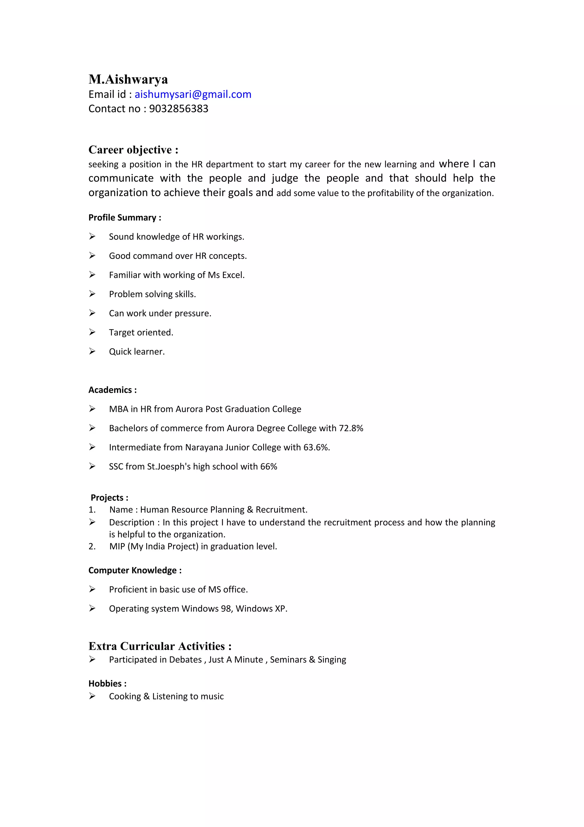 resume3 | DOC | Business | Business and Finance