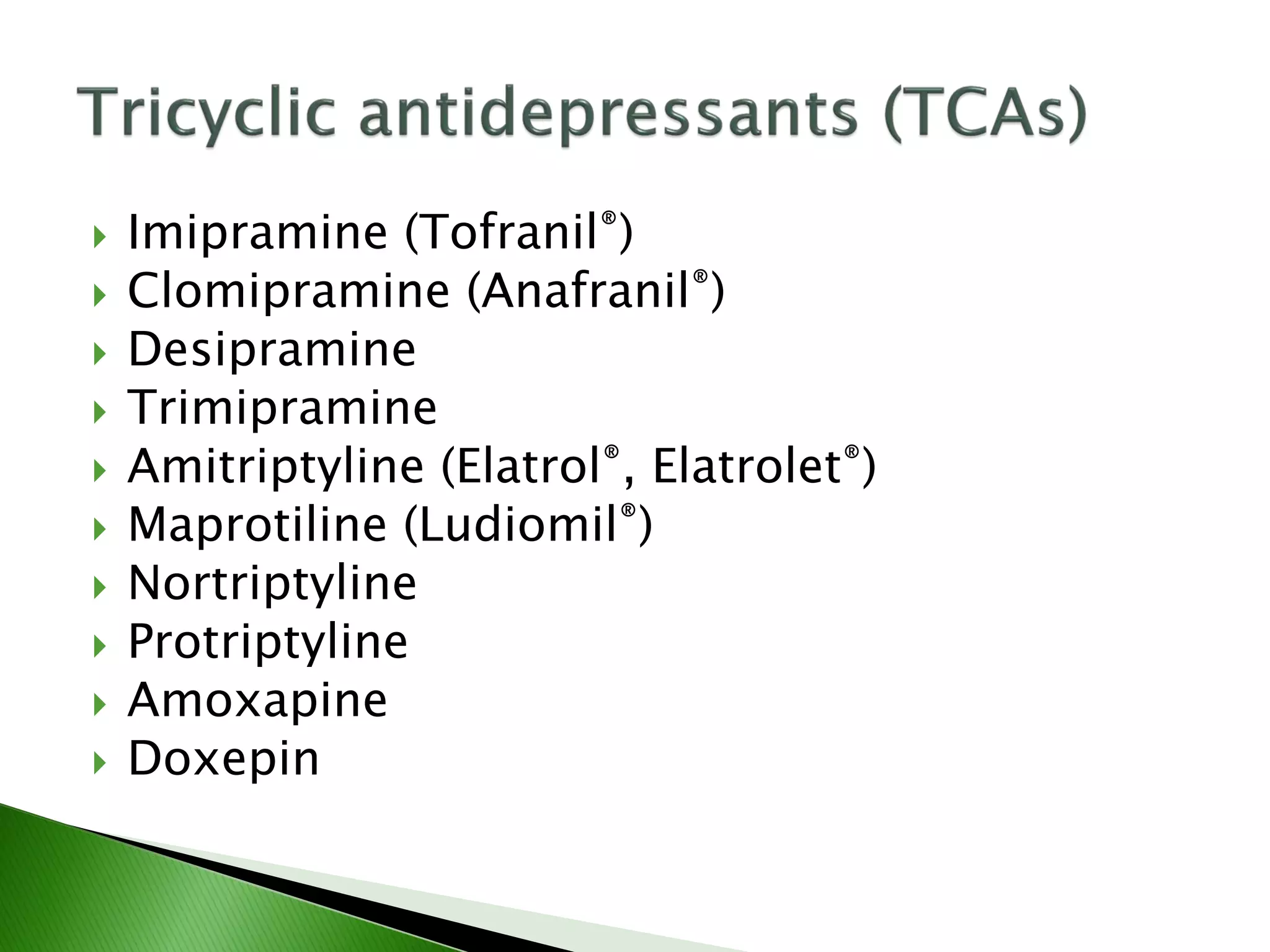 Antidepressants - Pharmacology | PDF