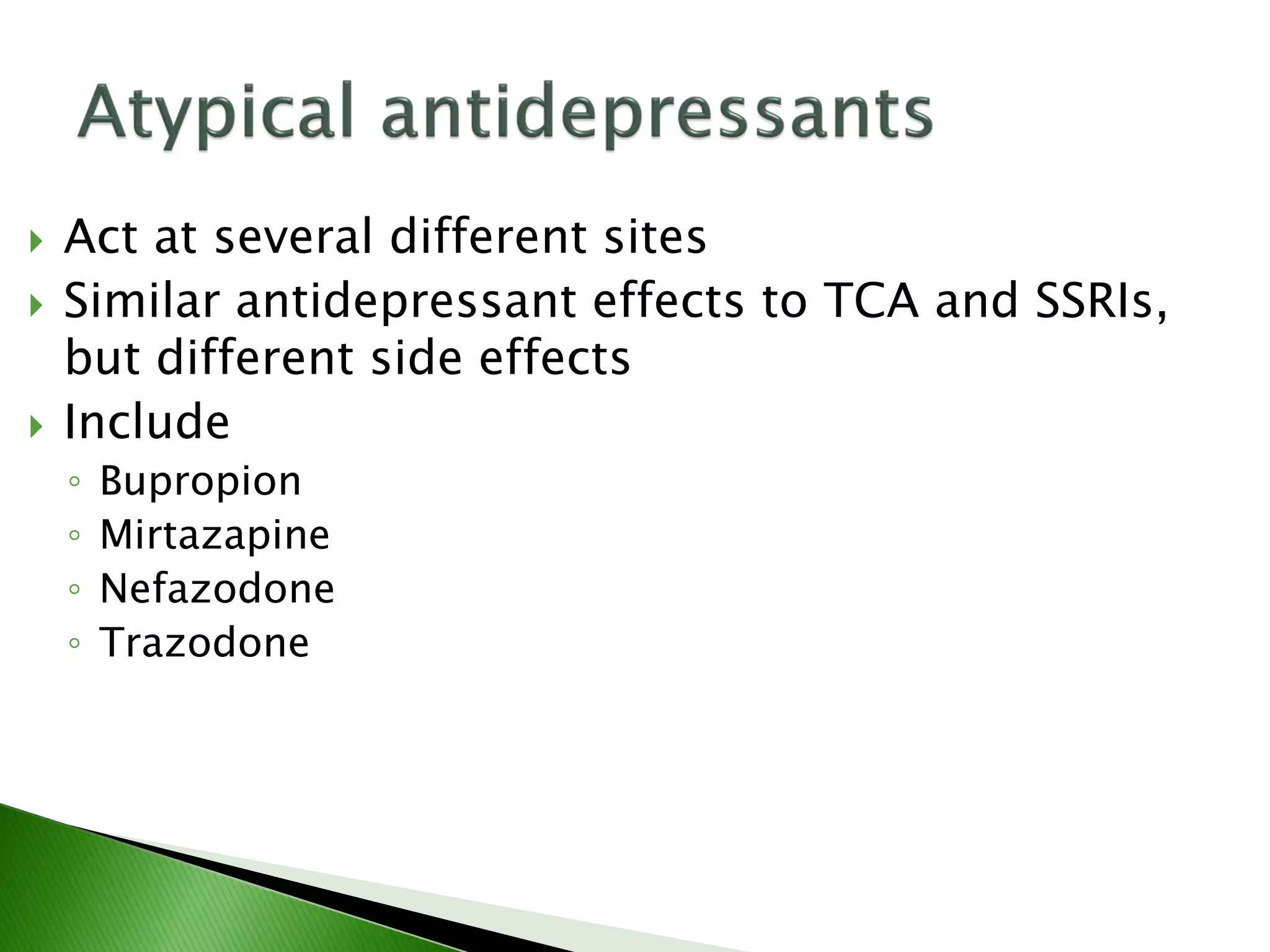 Antidepressants - Pharmacology | PDF