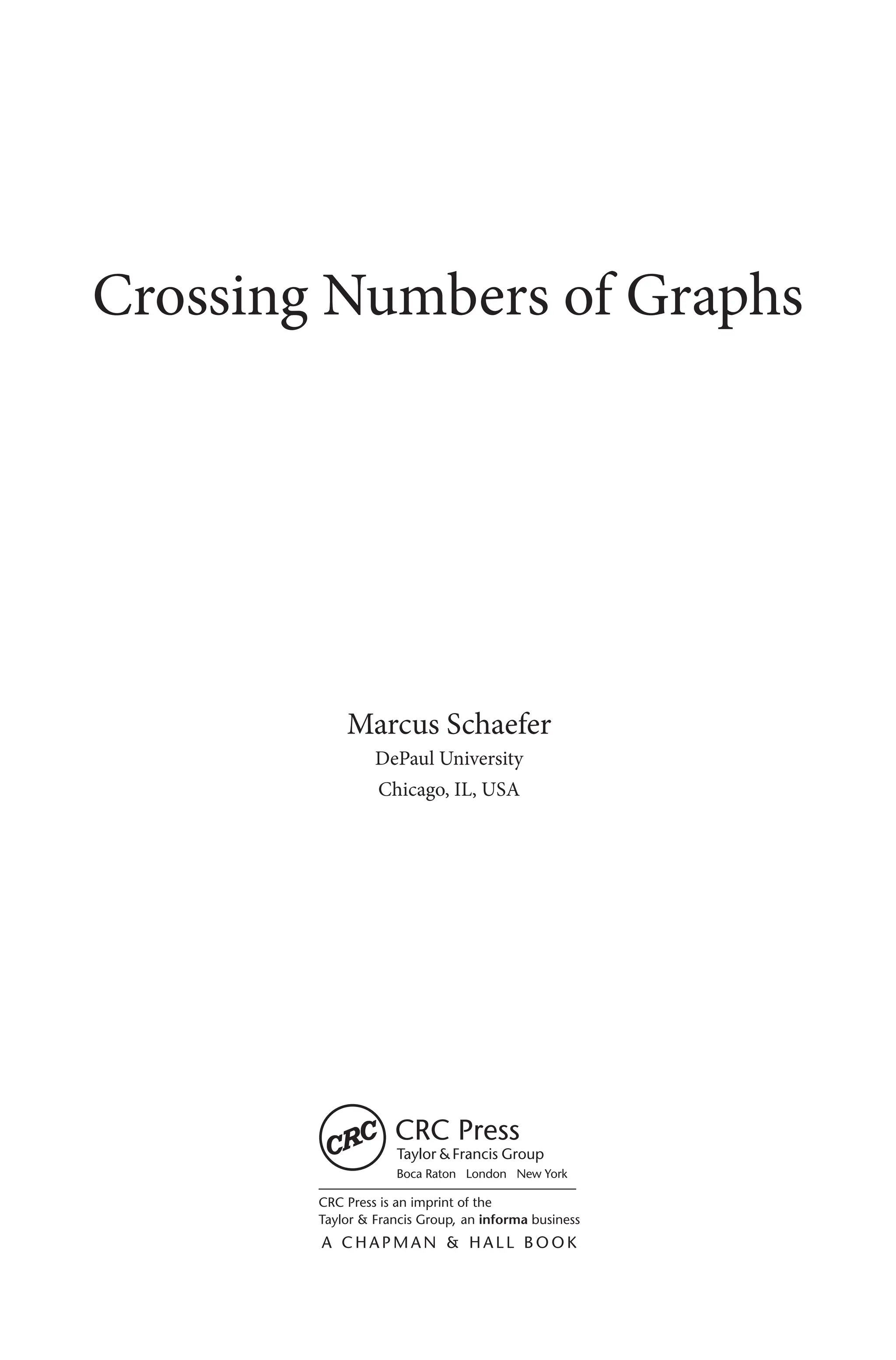 Crossing Numbers Of Graphs Schaefer Marcus | PDF