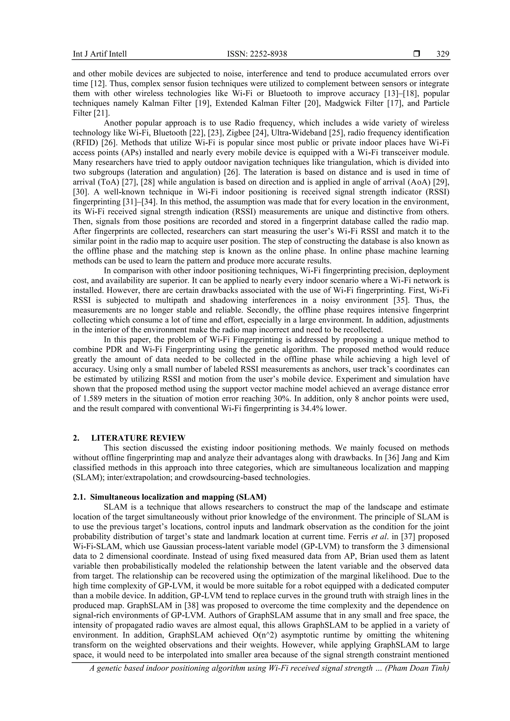 A Genetic Based Indoor Positioning Algorithm Using Wi Fi Received