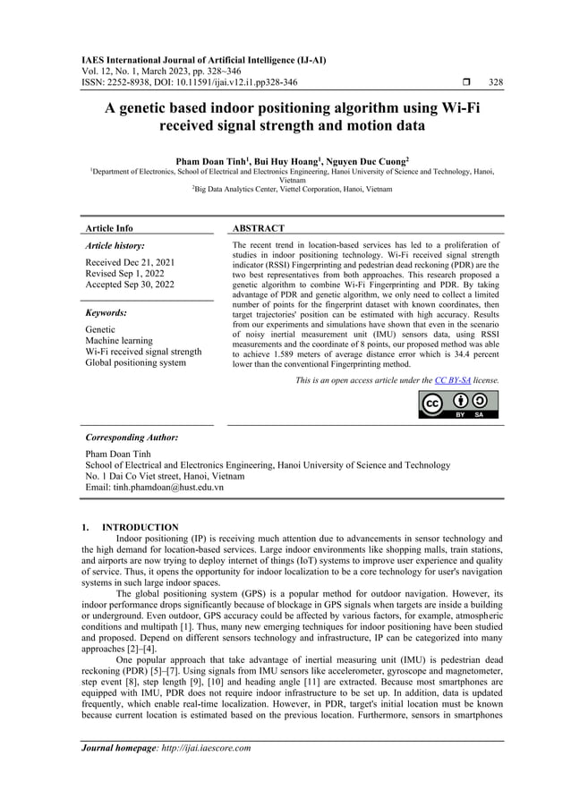 A genetic based indoor positioning algorithm using Wi-Fi received signal strength and motion ...