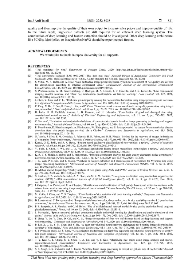 Thai Hom Mali rice grading using machine learning and deep learning approaches | PDF