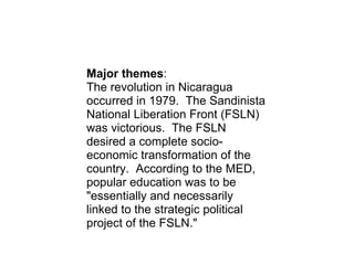 Education as Uncontested Terrain: Nicaragua, 1979-1993 | PPT | Education