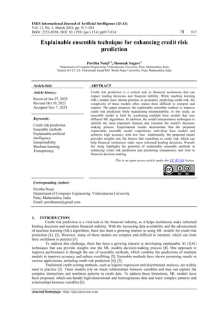 Explainable ensemble technique for enhancing credit risk prediction | PDF