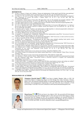 Design and implementation of two-dimensional digital finite impulse response filter using very ...