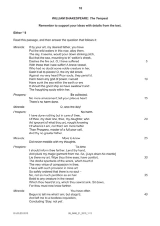 IGCSE past paper Lit | PDF