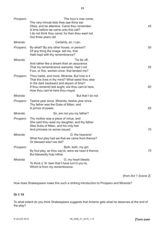 IGCSE past paper Lit | PDF