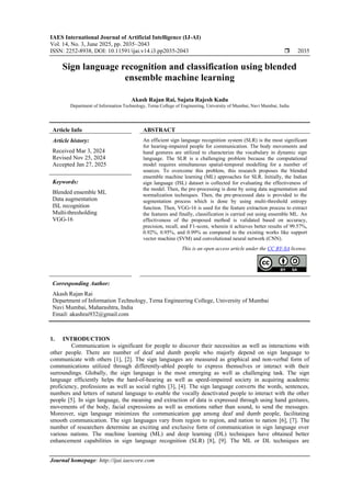Sign language recognition and classification using blended ensemble ...