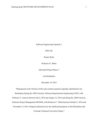 Jim Richardson Software Engineering Capstone 1 IP Phase 5 | PDF