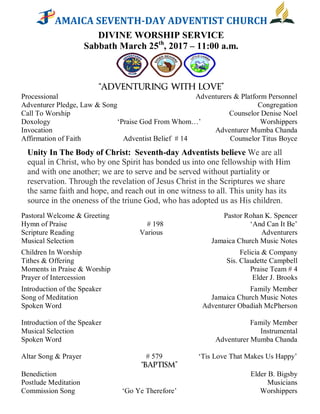 Sabbath Service | PDF | Christianity | Religion & Spirituality