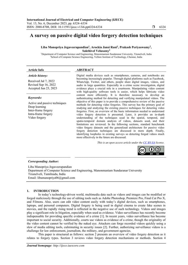 A Survey On Passive Digital Video Forgery Detection Techniques Pdf