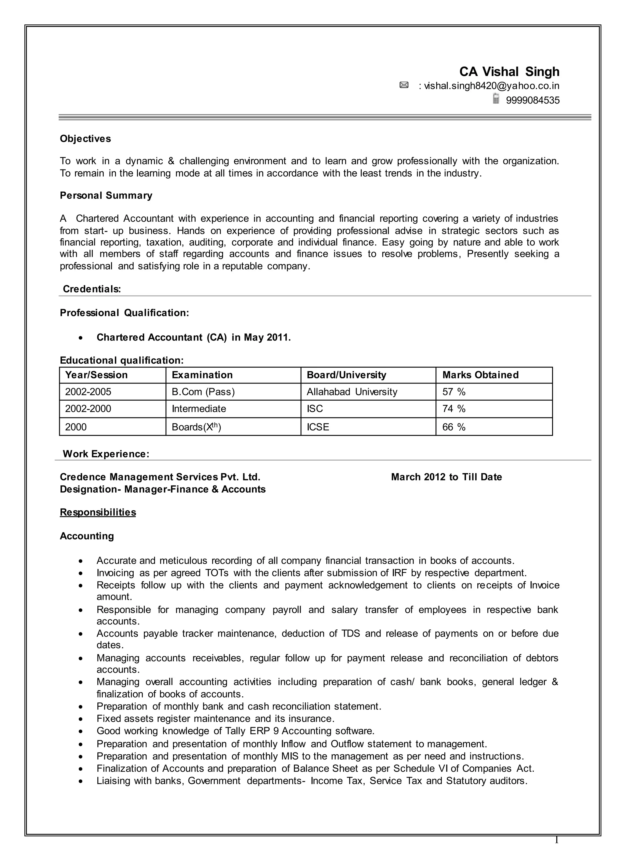 Resume-Vishal Singh | DOCX