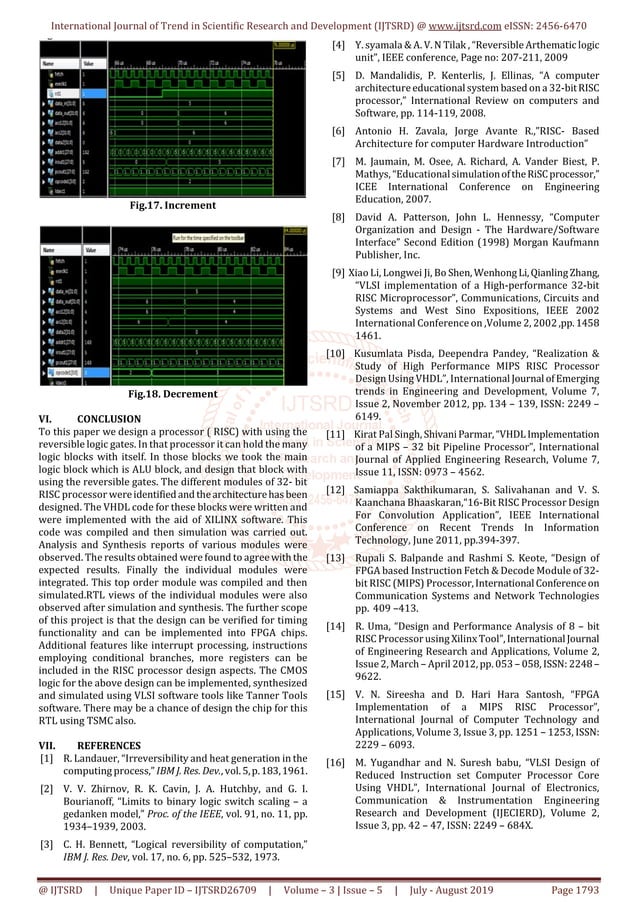 Implementation of 32 Bit RISC Processor using Reversible Gates | PDF