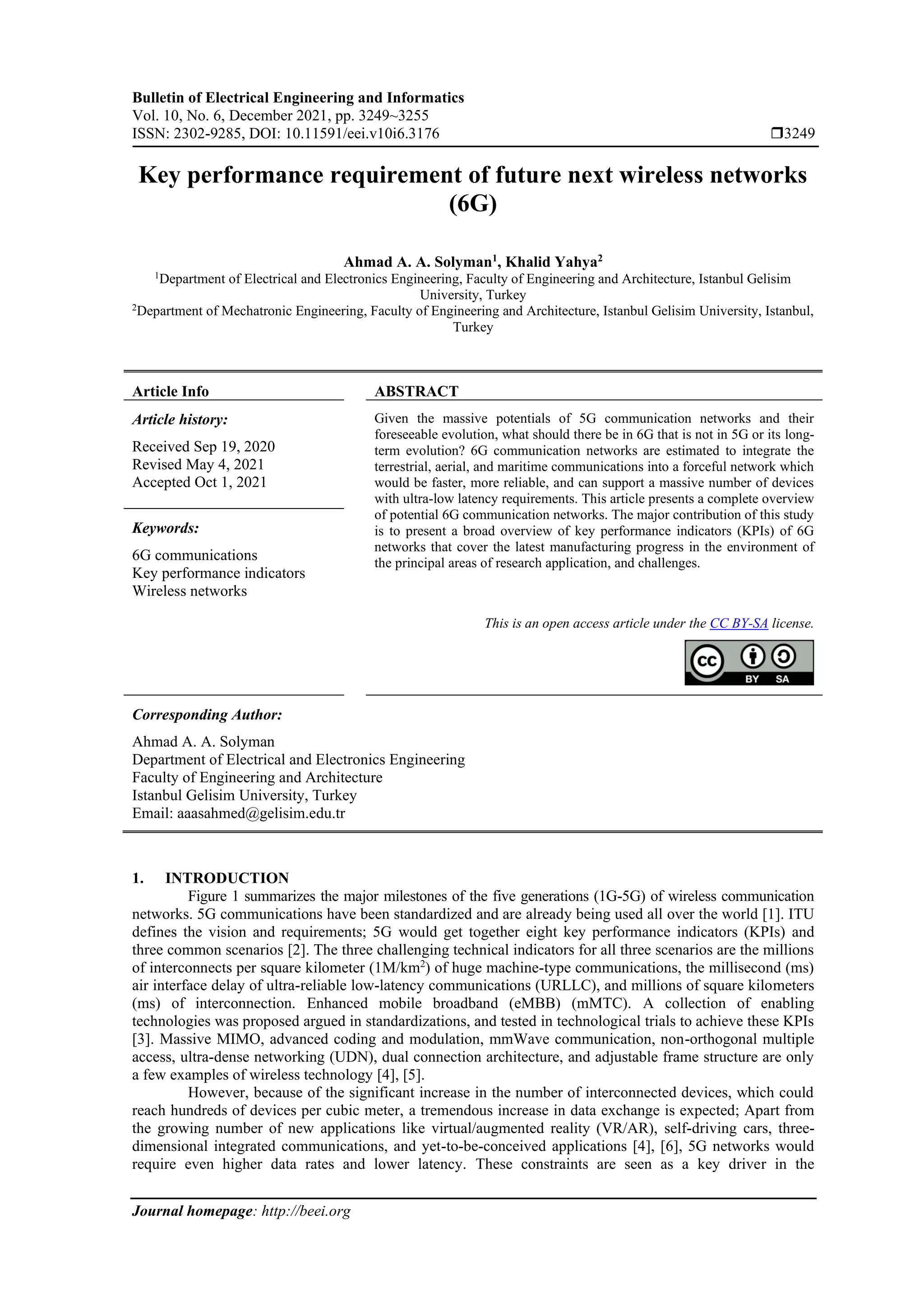 Key performance requirement of future next wireless networks (6G) | PDF
