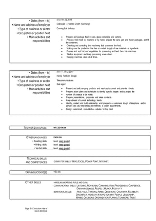 Gavro Markoski CV | PDF
