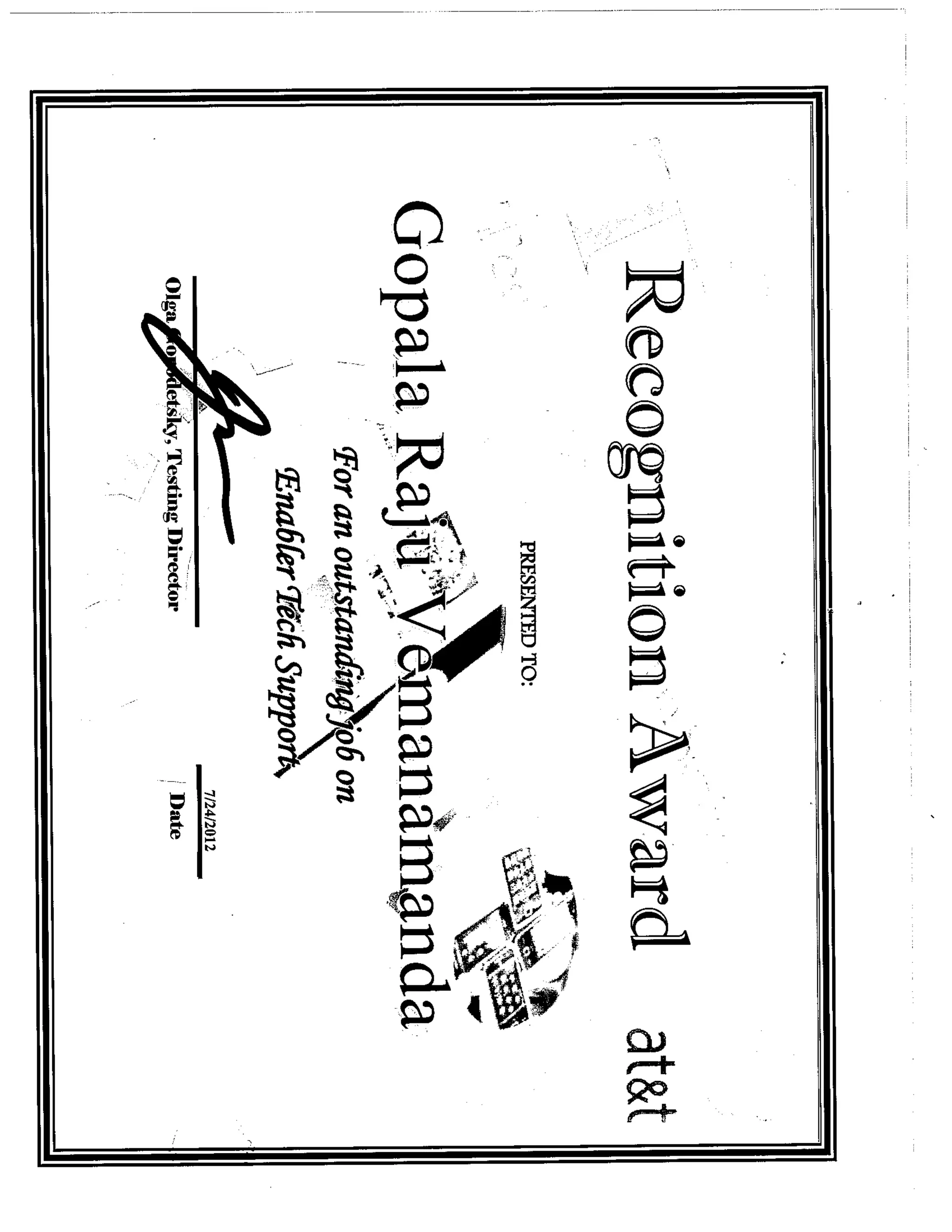 AMDOCS Recognition Award at ATT | PDF