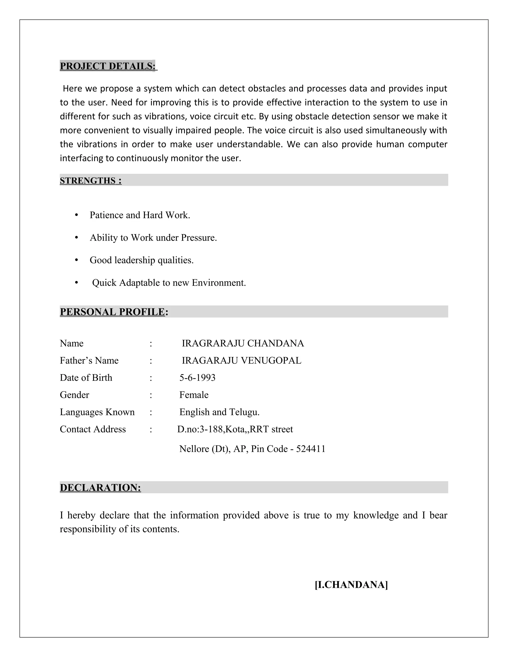 chandana resume | PDF
