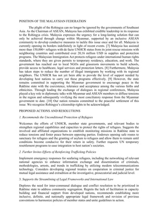 The Malaysian Federation UNHCR Position Paper | DOC