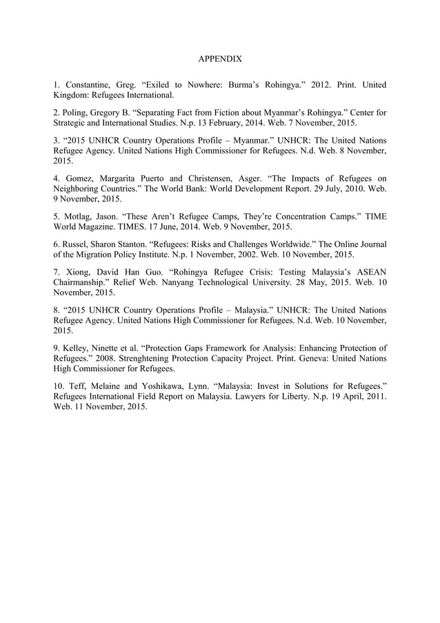 The Malaysian Federation UNHCR Position Paper | DOC | Civic affairs ...