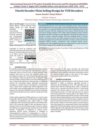 Viterbi Decoder Plain Sailing Design for TCM Decoders | PDF