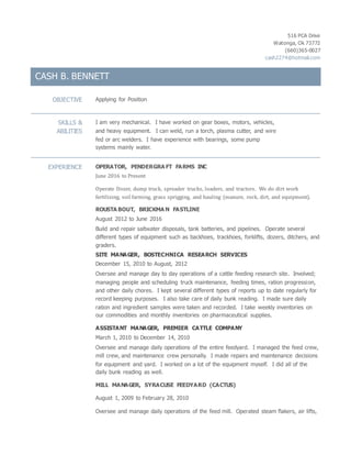 Cash B Resume | DOCX