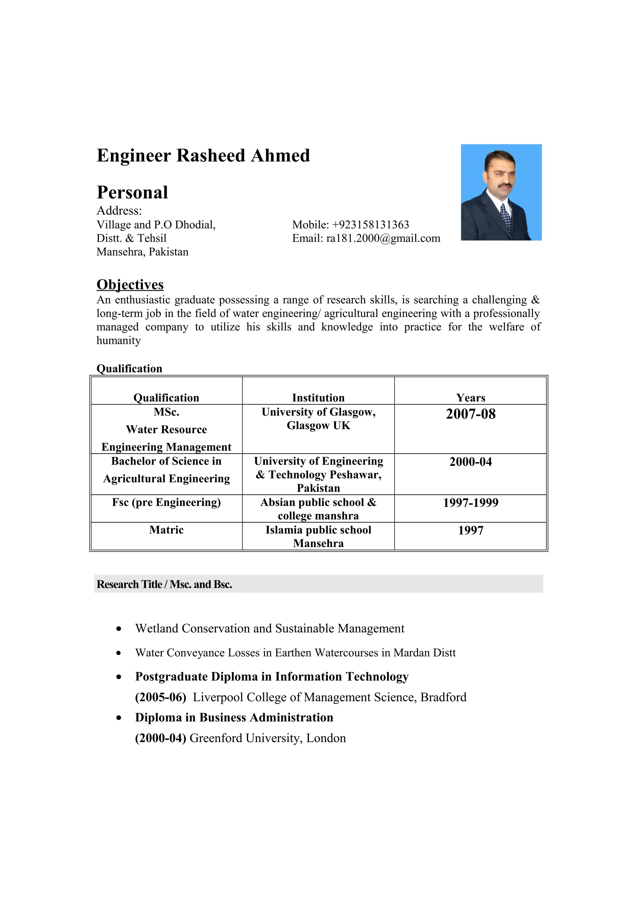 Rasheed Ahmed CV (August 2015) | DOC