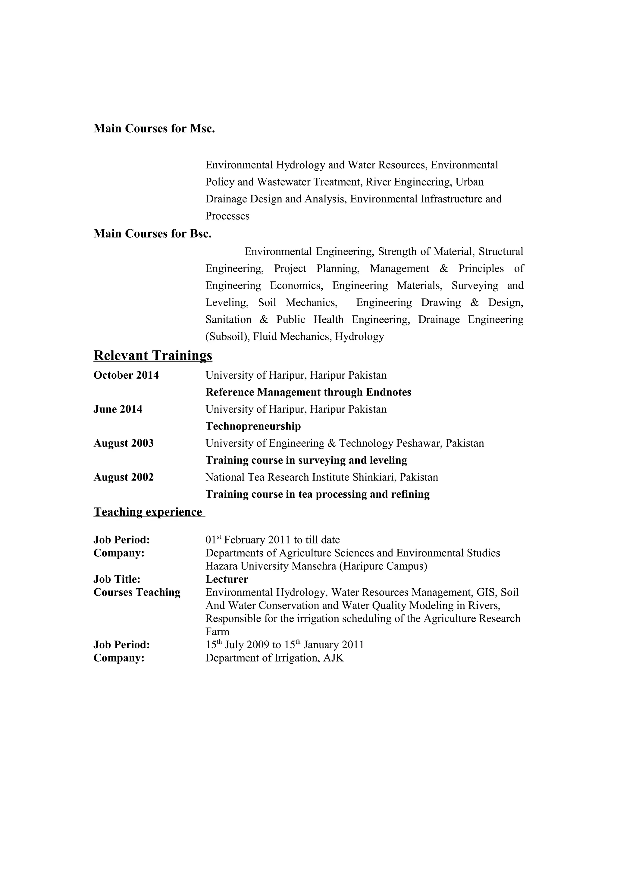 Rasheed Ahmed CV (August 2015) | PDF