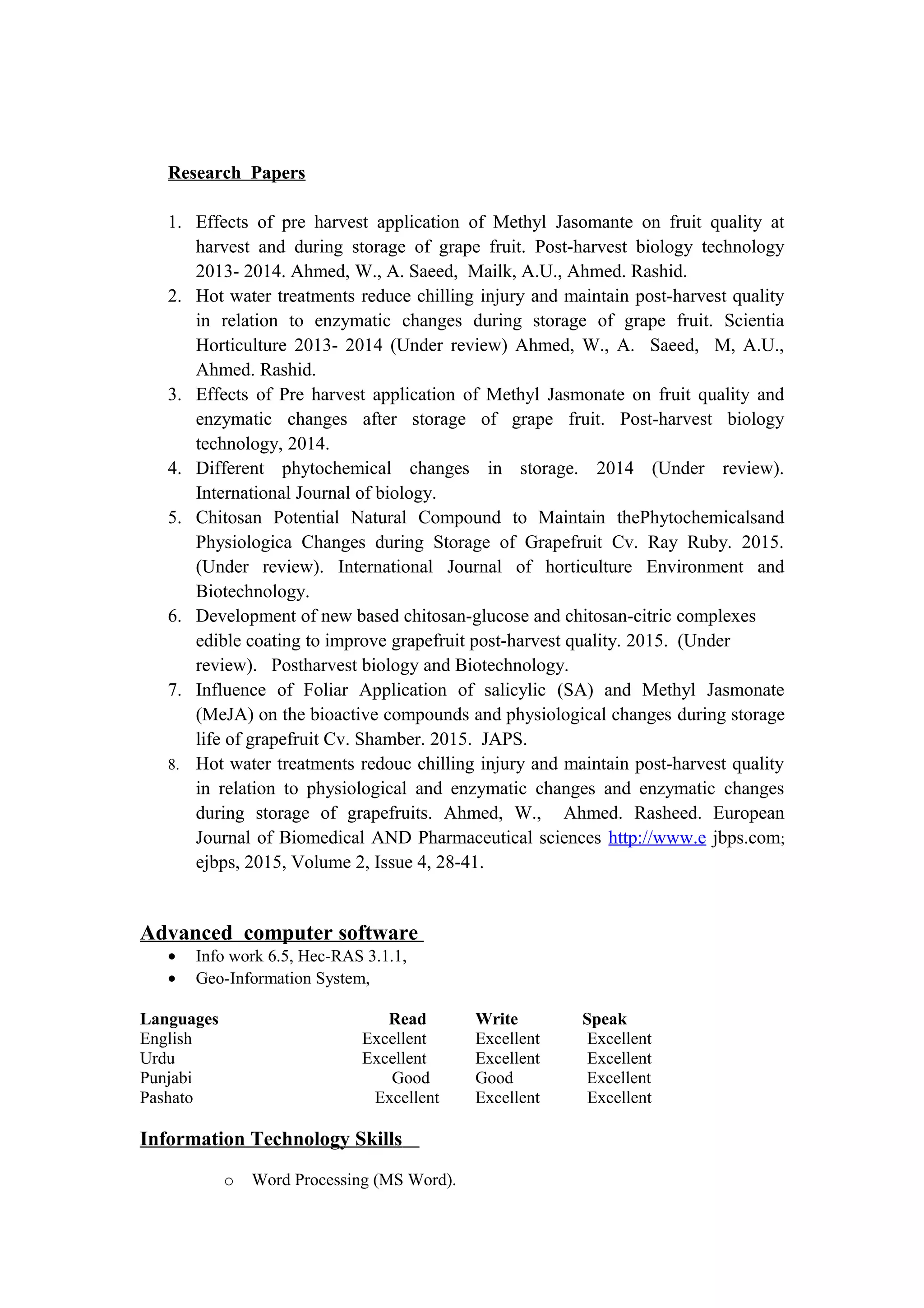 Rasheed Ahmed CV (August 2015) | PDF