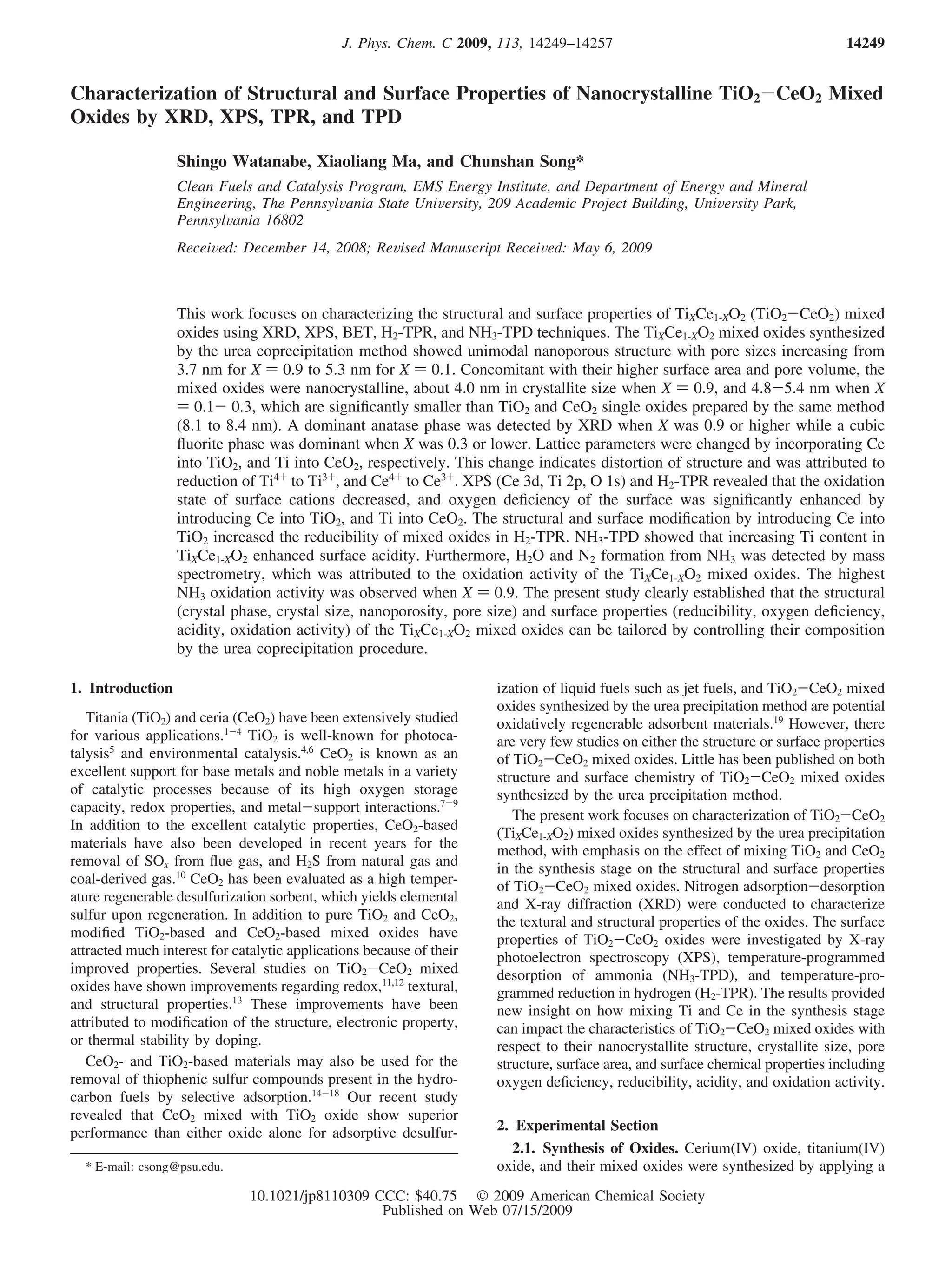 Characterization of Structural and Surface Properties of ...