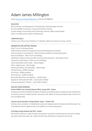 Adam James Millington RESUME | PDF