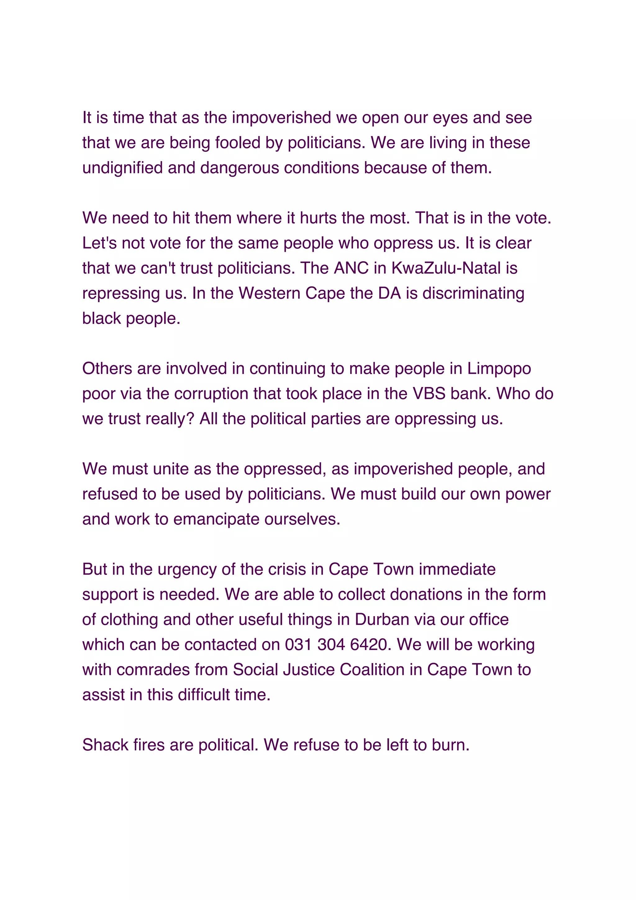 Shack fires are our daily lives | PDF