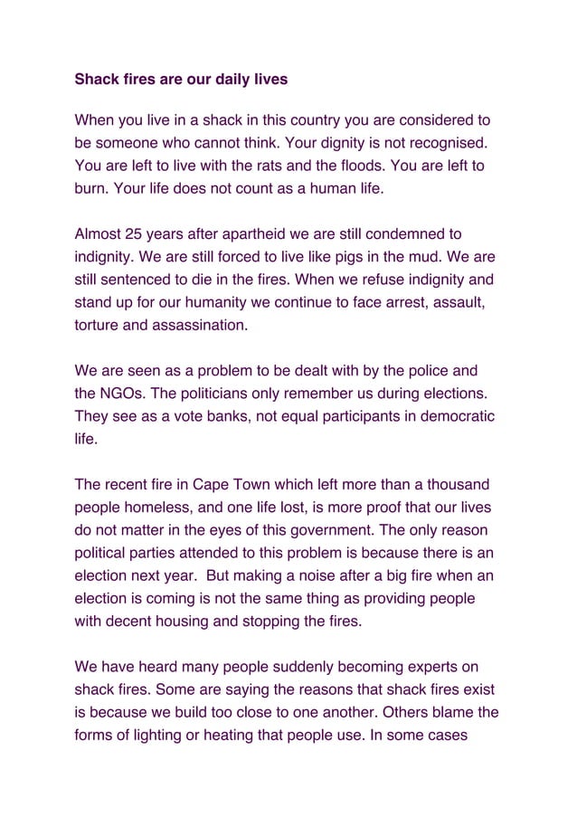 Shack fires are our daily lives | PDF