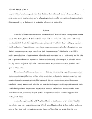 SUPERSTITION IN SPORT | PDF