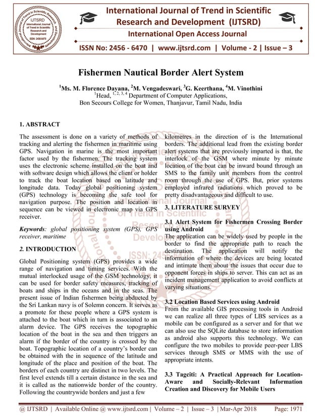 Fishermen Nautical Border Alert System | PDF