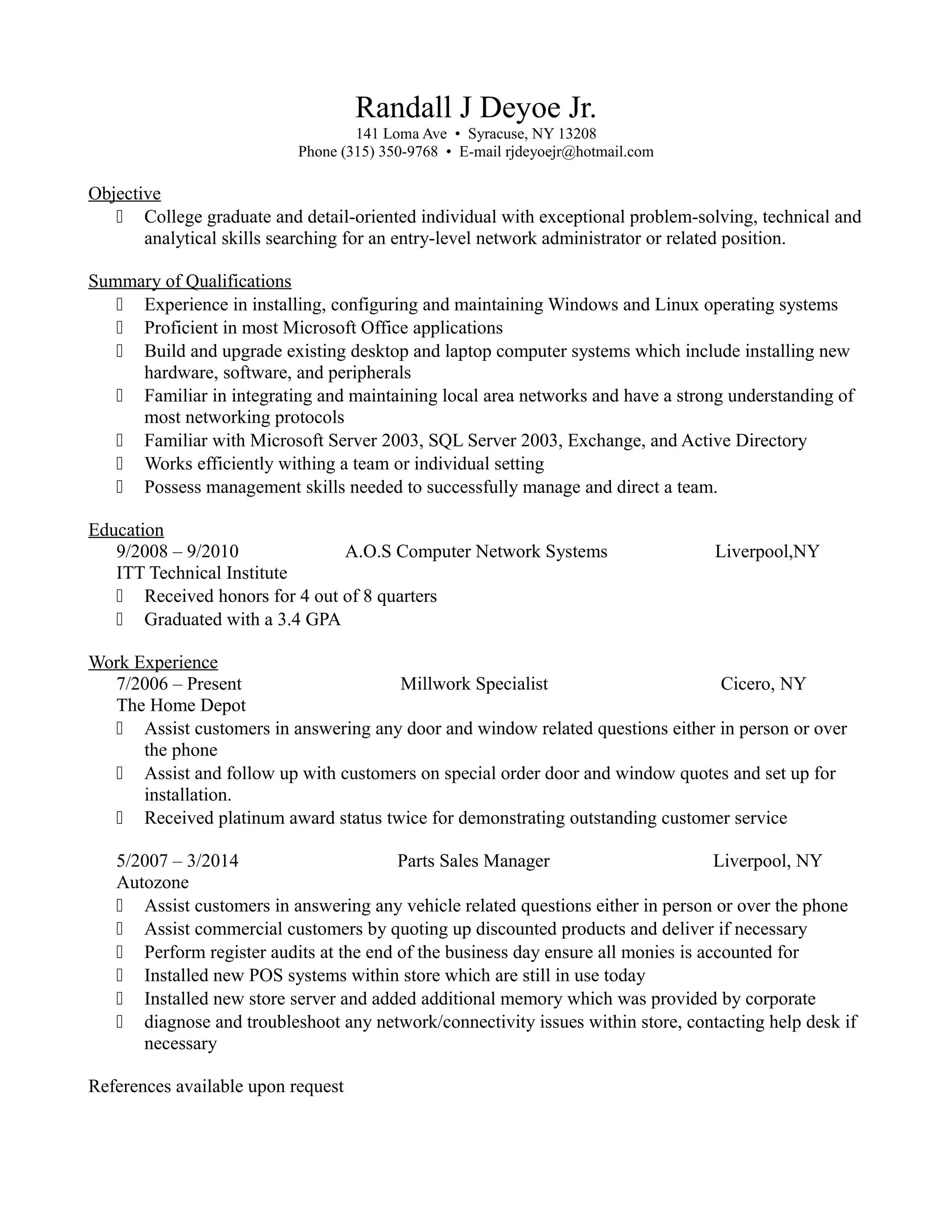 resume121315 | DOC
