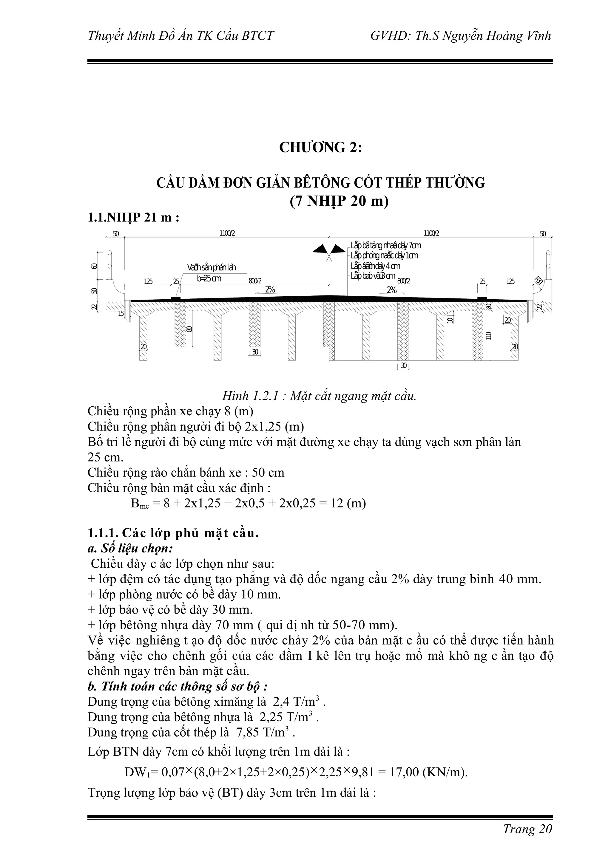 Đồ Án Thiết Kế Cầu Dầm Chữ I Giản Đơn BTCT Ứng Suất Trước 5 Nhịp 28m (Kèm Bản Vẽ CAD) | PDF