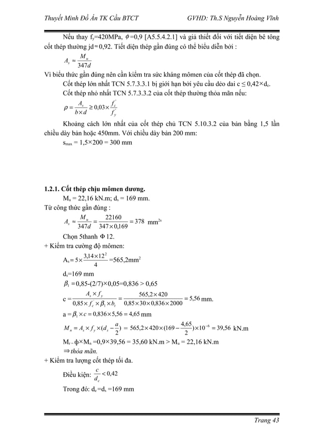 Đồ Án Thiết Kế Cầu Dầm Chữ I Giản Đơn BTCT Ứng Suất Trước 5 Nhịp 28m (Kèm Bản Vẽ CAD) | PDF
