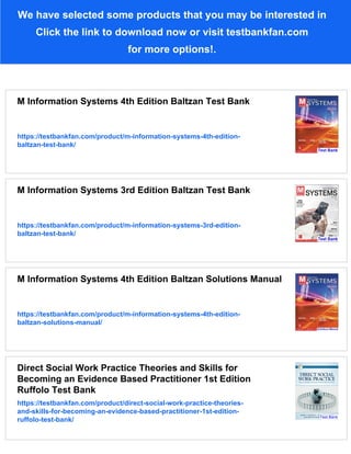 M Information Systems 2nd Edition Baltzan Test Bank | PDF