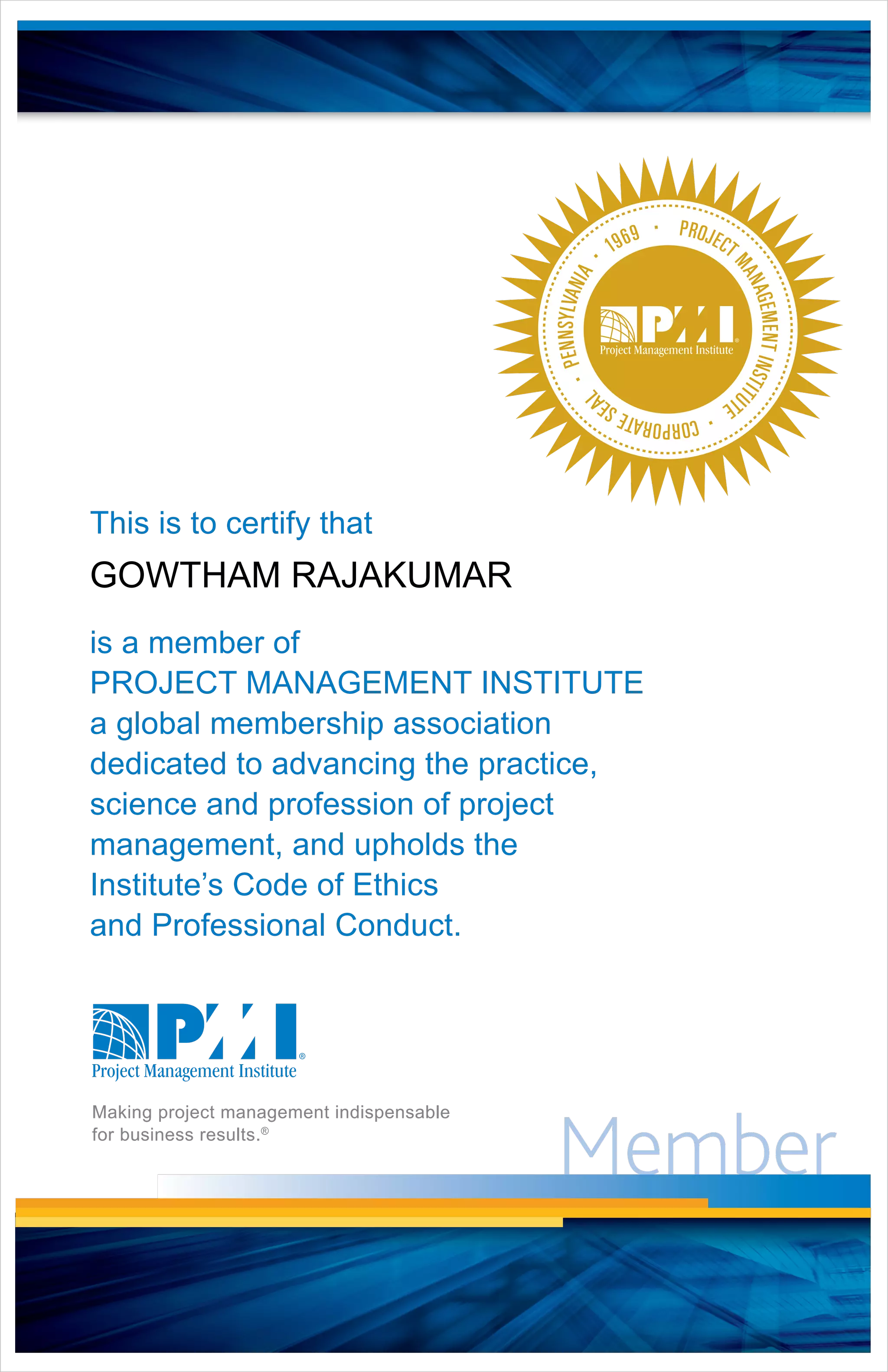 PMI Certificate | PDF