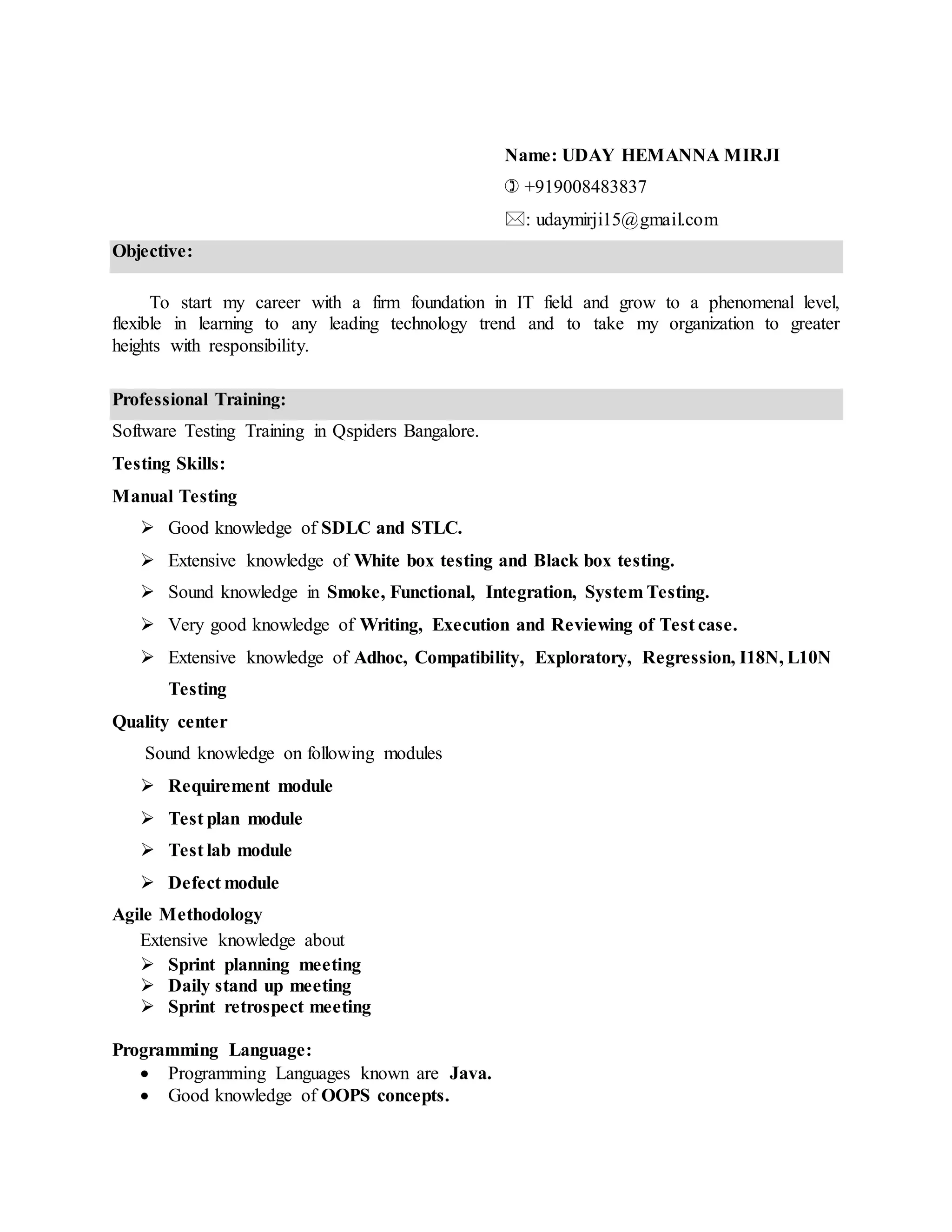 Uday_Mirji_Fresher_2015_Resume | DOCX