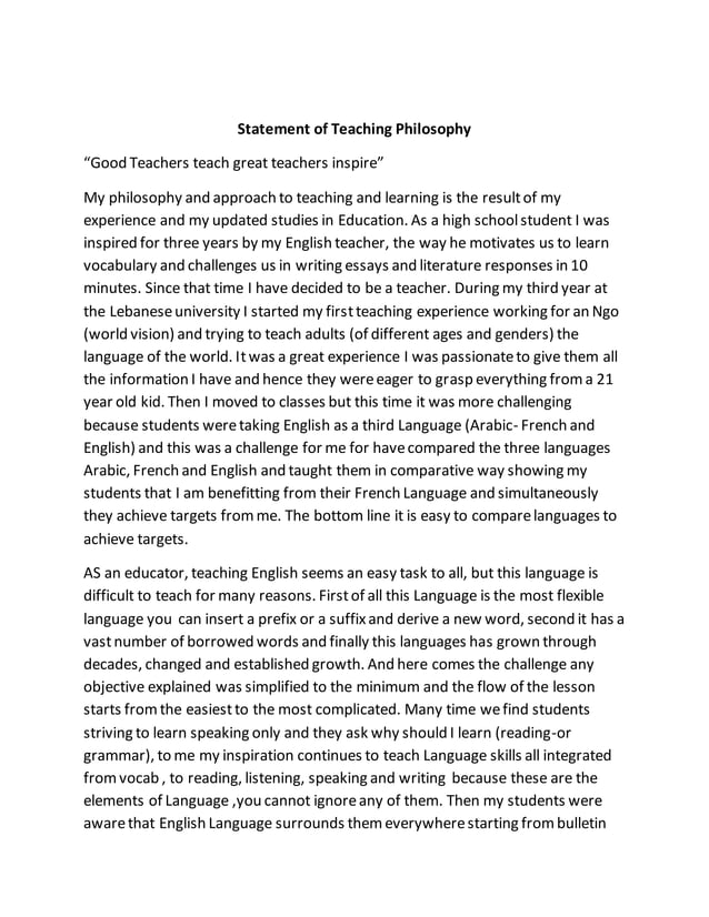 Statement of Teaching Philosophy | PDF