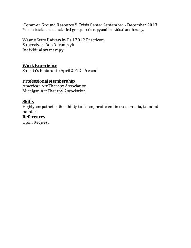 Resume For Art Therapy