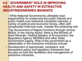 HEALTH AND SAFETY IN NIGERIAN EXTRACTIVE INDUSTRIES | PPTX