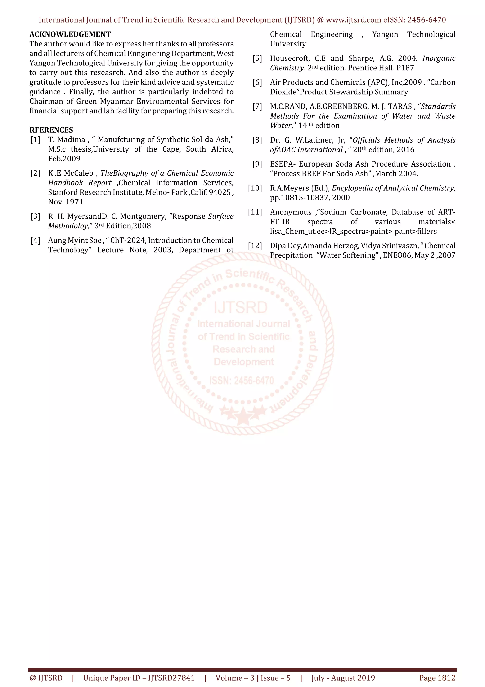 Statistical Optimization of Synthetic Soda Ash for Water Softening | PDF