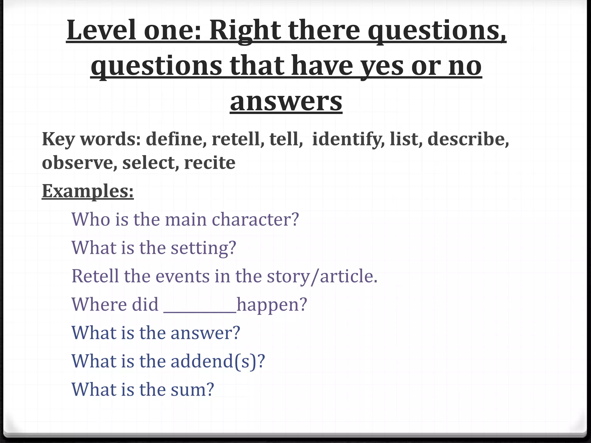 HOT- Levels of questions (1) | PPTX