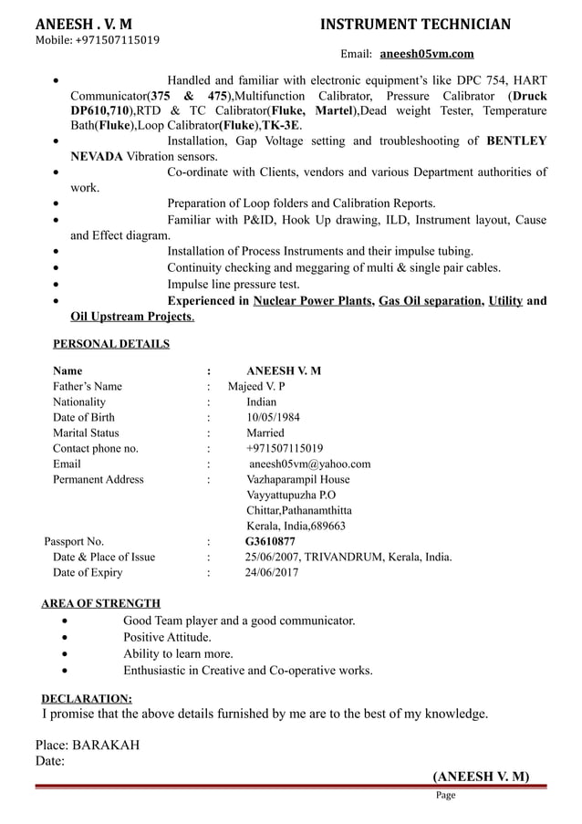 ANEESH V.M CV new1 | PDF