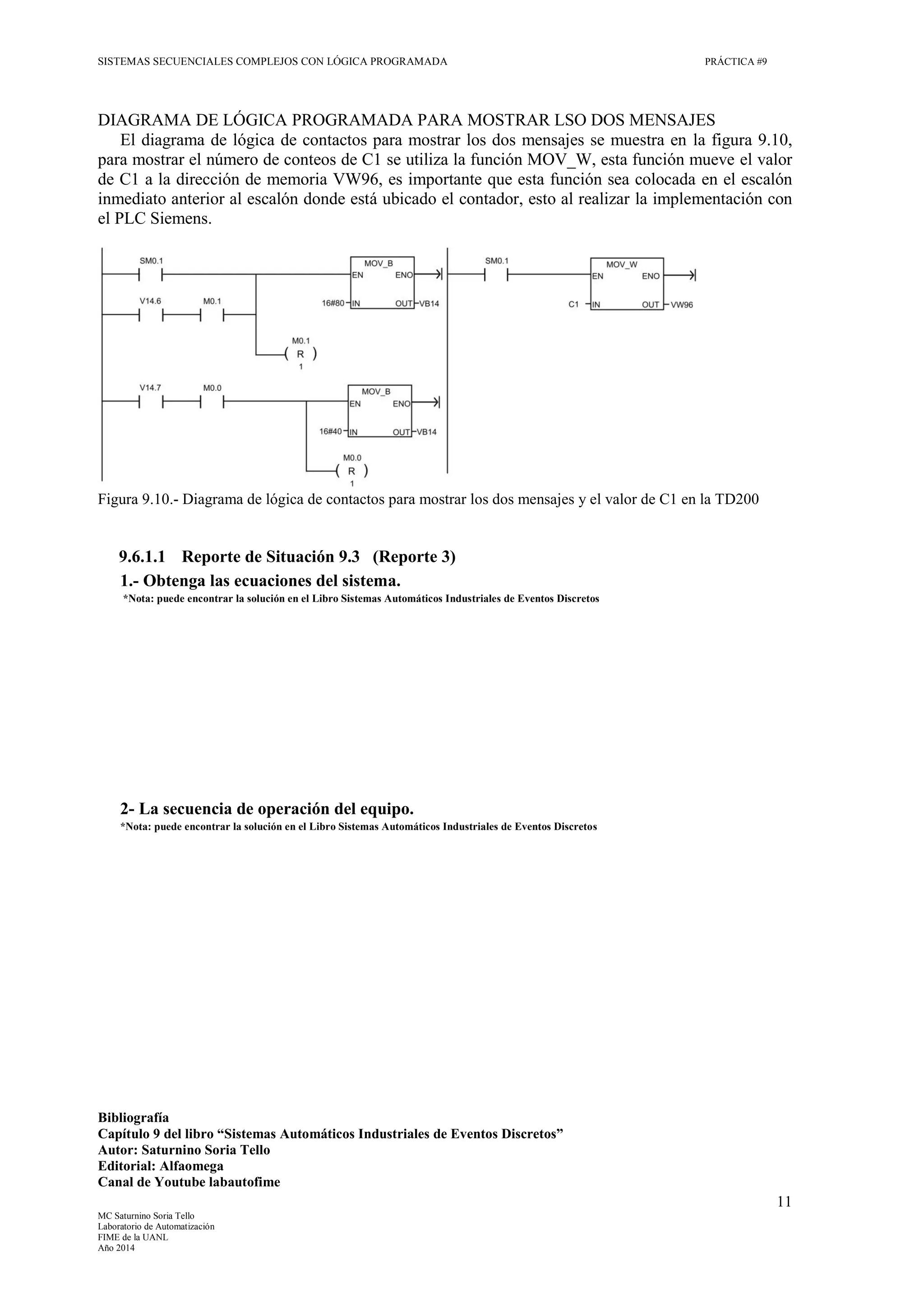 PLC: practica 9 Sistemas secuenciales complejos con lógica programada | PDF