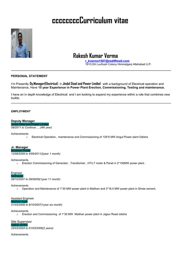 Resume | DOC | Power and Energy Industry | Industries