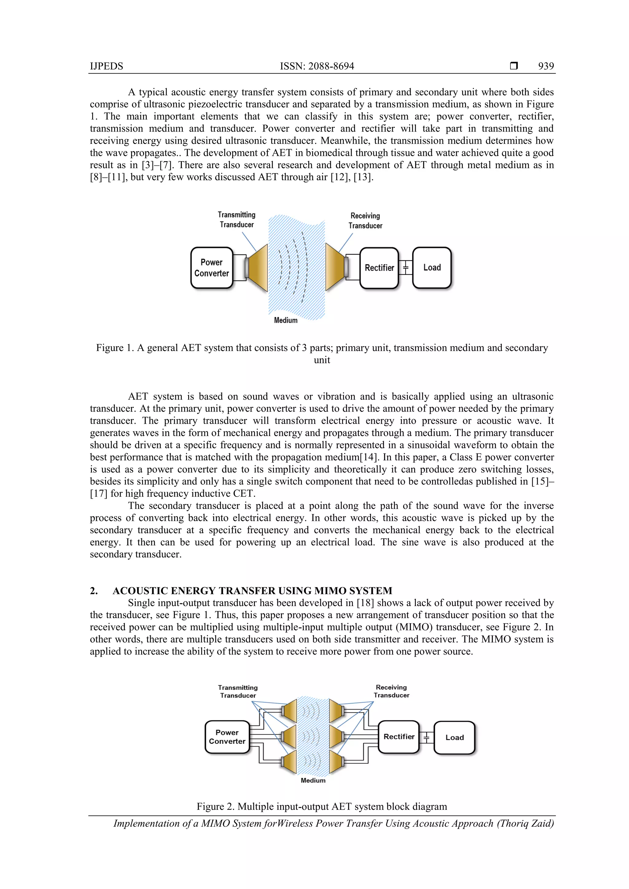 Implementation of a MIMO System forWireless Power Transfer Using Acoustic Approach | PDF ...